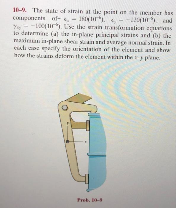 Solved 10-9. The state of strain at the point on the member | Chegg.com