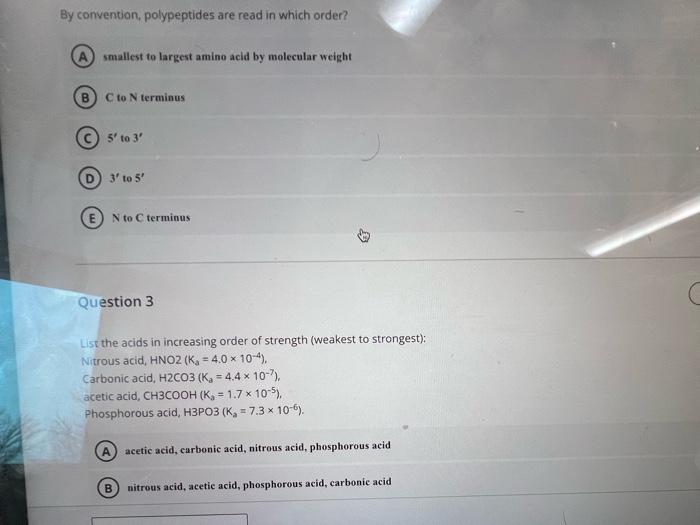 By convention, polypeptides are read in which order? | Chegg.com