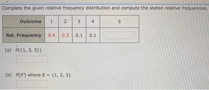 Solved Complete the given relative frequency distribution | Chegg.com