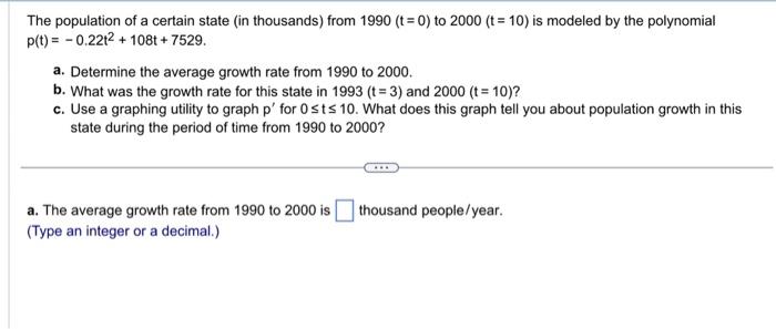 Solved The population of a certain state (in thousands) from | Chegg.com