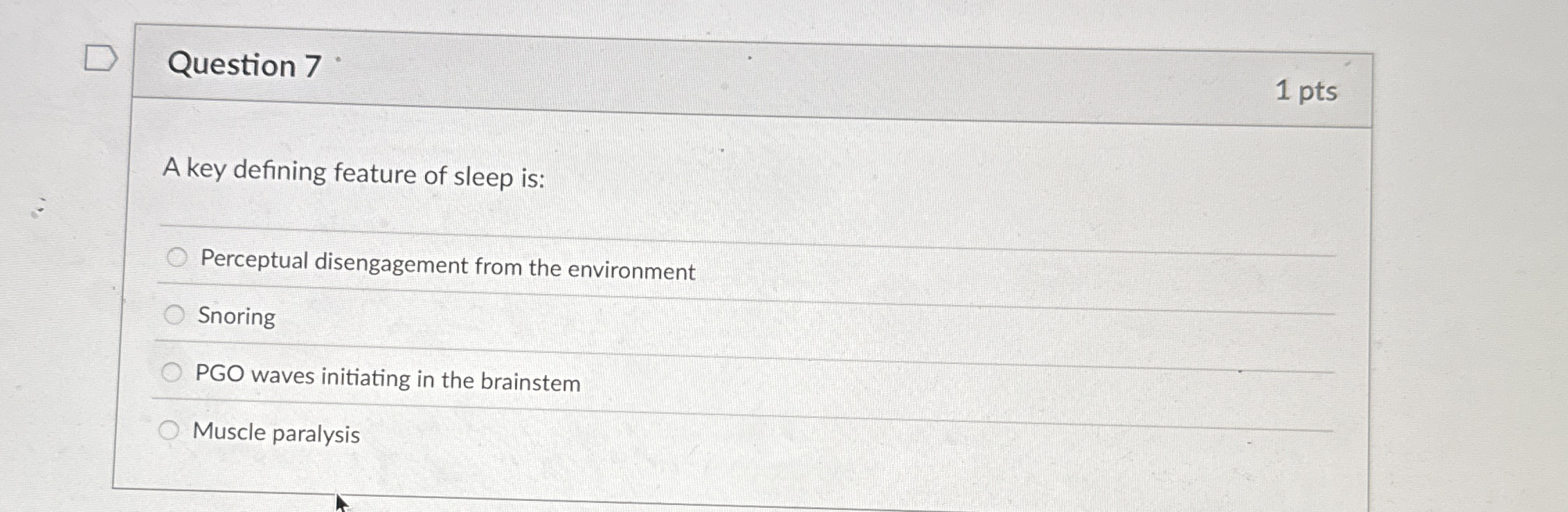 Solved Question 71 ﻿ptsA key defining feature of sleep | Chegg.com