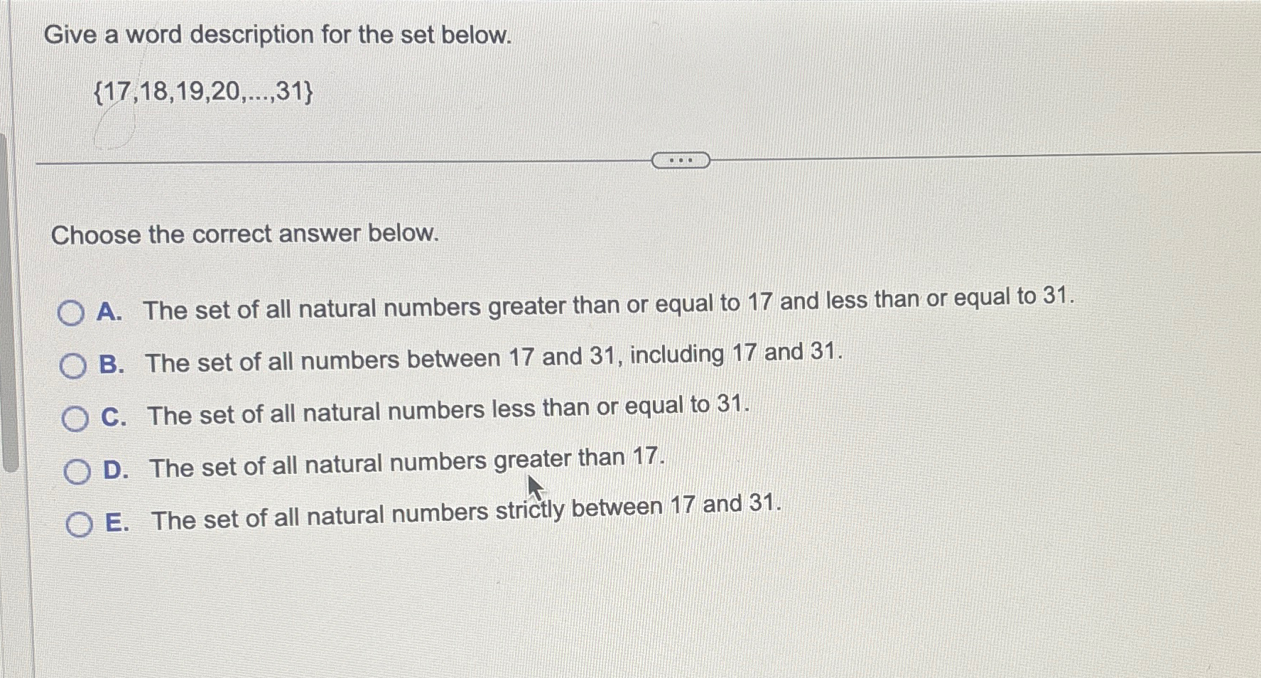Solved Give a word description for the set | Chegg.com