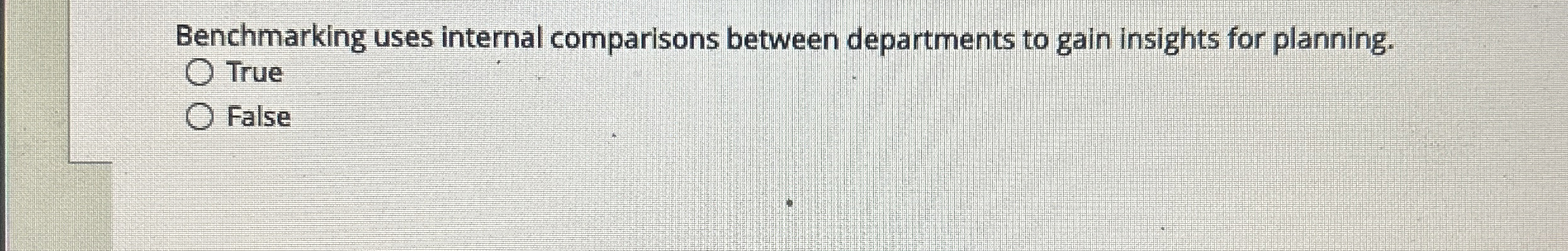 Solved Benchmarking uses internal comparisons between | Chegg.com
