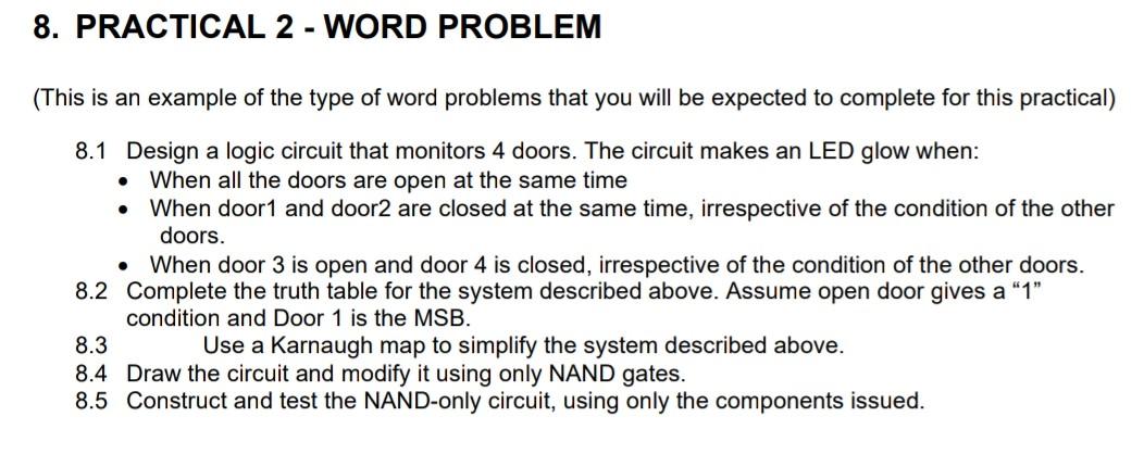 Solved 8. PRACTICAL 2 - WORD PROBLEM - (This is an example | Chegg.com