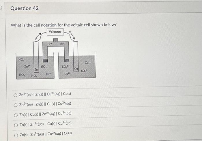 Solved What is the cell notation for the voltaic cell shown | Chegg.com