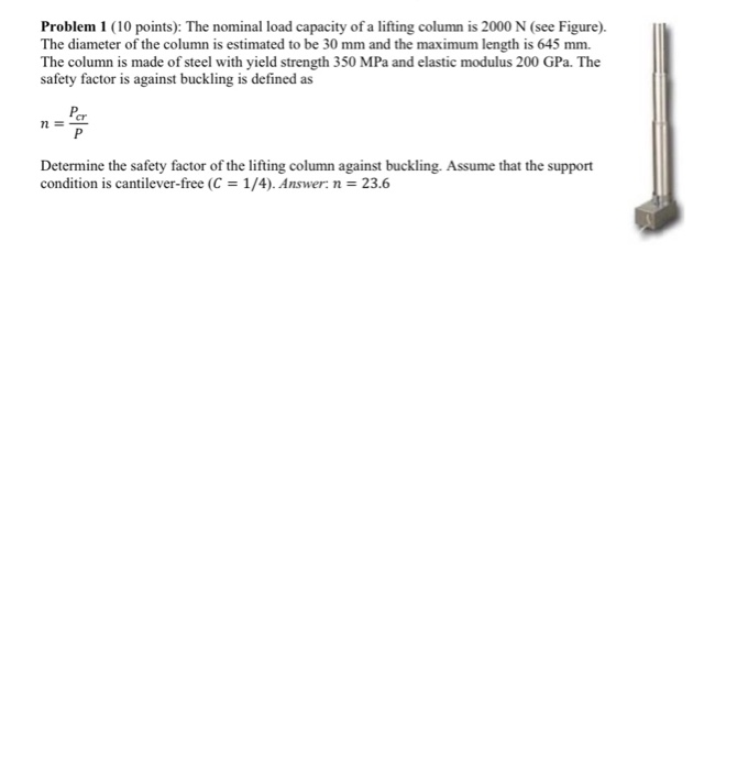 Solved Problem 1 (10 points): The nominal load capacity of a | Chegg.com