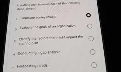 Solved A staffing plan involves each of the following steps, | Chegg.com