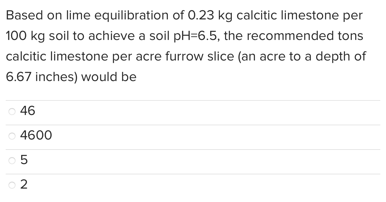 Solved Based on lime equilibration of 0.23kg ﻿calcitic | Chegg.com