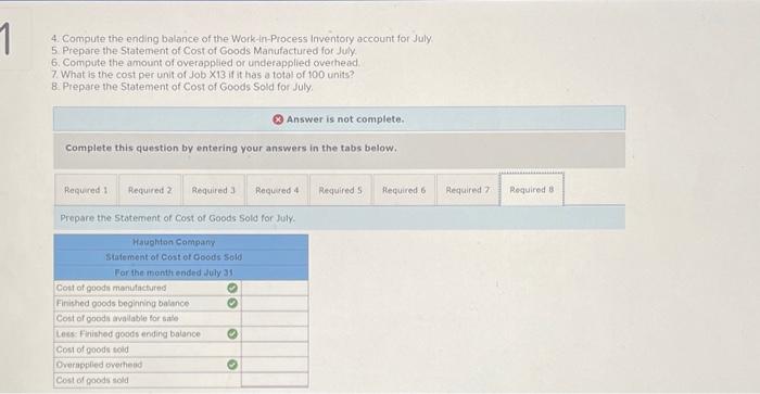 Solved Total factory overhead applied in July was | Chegg.com