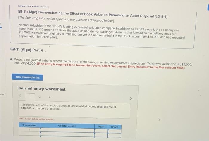 Solved Required information E9-11 (Algo) Demonstrating the | Chegg.com