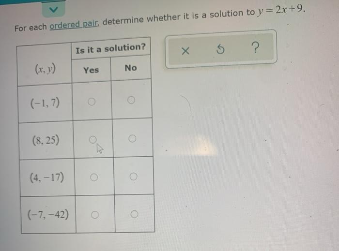 Solved For each ordered pair, determine whether it is a | Chegg.com
