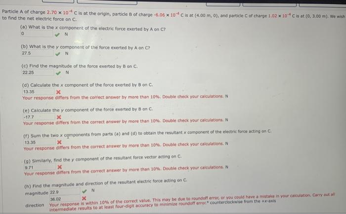 Solved article A of charge 2.70×10−4C is at the origin, | Chegg.com