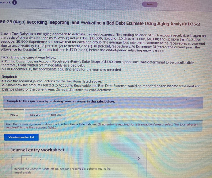 Solved nework Saved E6-23 (Algo) Recording, Reporting, and | Chegg.com
