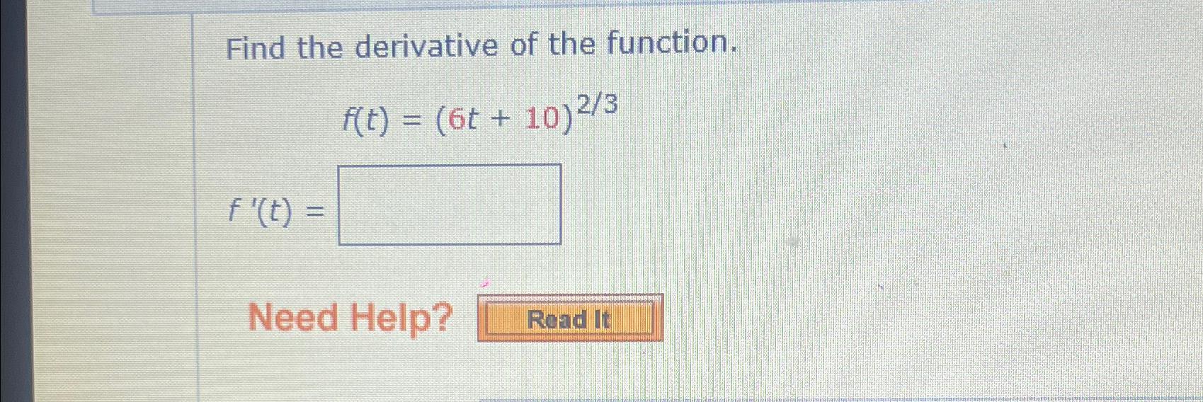 Solved Find the derivative of the | Chegg.com