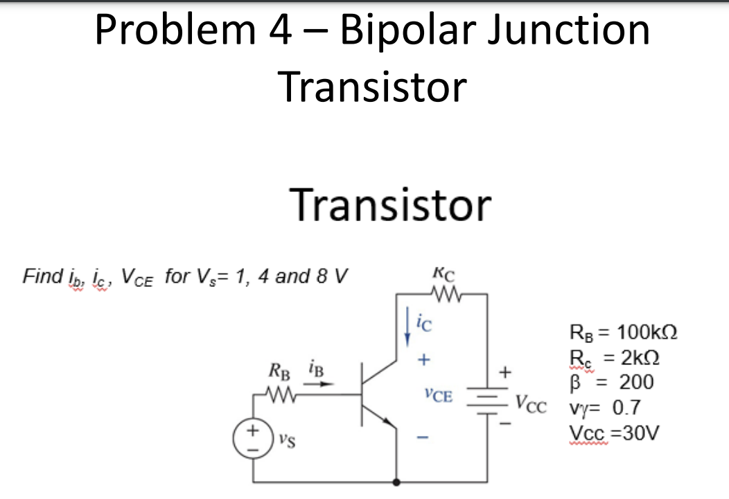 Solved Problem 4 - ﻿Bipolar JunctionTransistorTransistorFind | Chegg.com