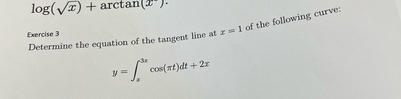Solved Exercise 3Determine the equation of the tangent line | Chegg.com