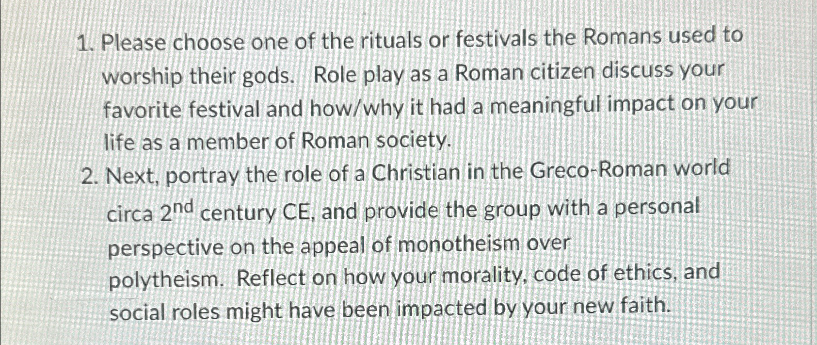 Solved Please choose one of the rituals or festivals the | Chegg.com
