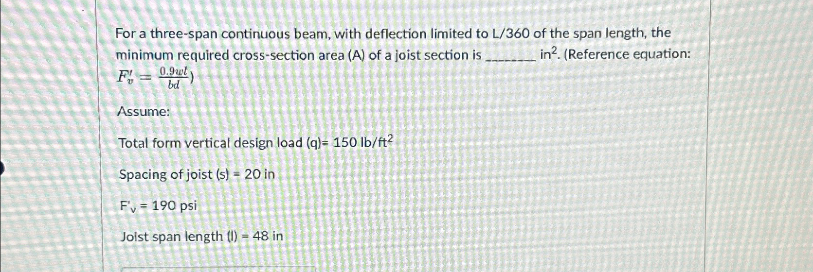 Solved For a three-span continuous beam, with deflection | Chegg.com