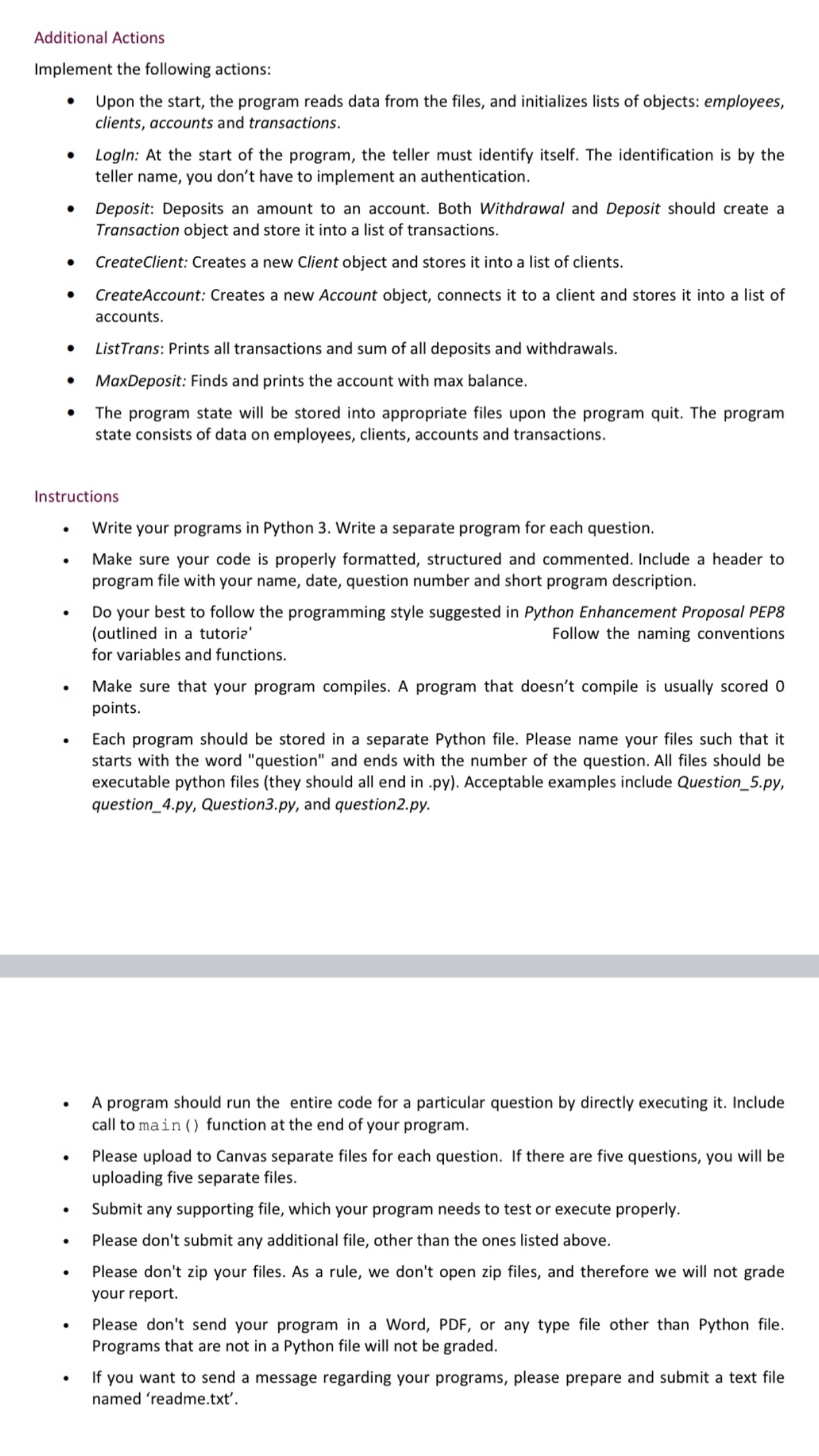 Solved Object Oriented Bank ProgramIn this assignment, you | Chegg.com