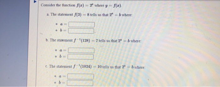 Solved Consider the function f(1) = 2* where y = f() a. The | Chegg.com