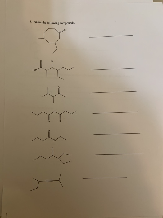 Solved 1. Name the following compounds. HO | Chegg.com