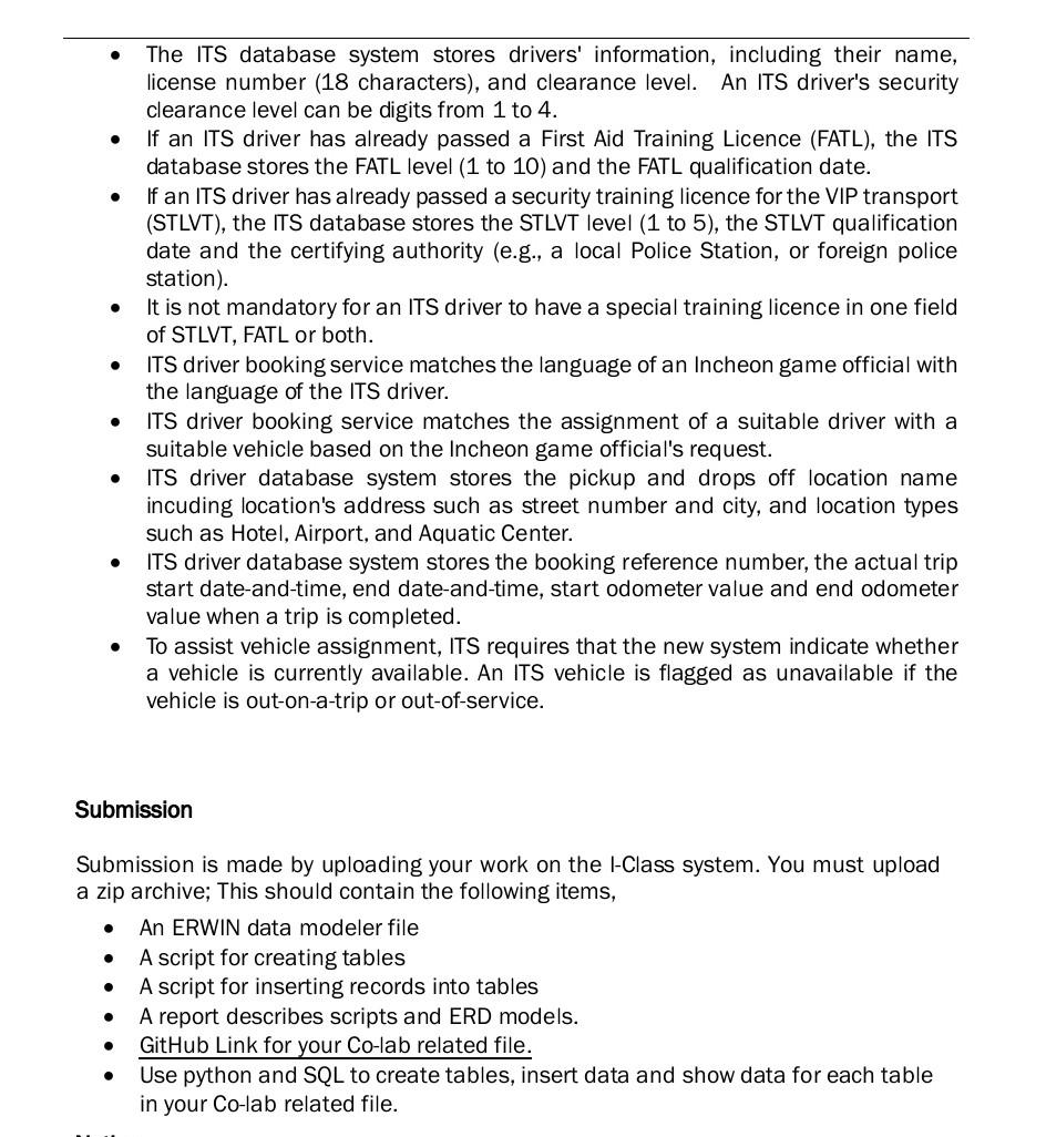 Solved Task description: Incheon Transport Services (ITS), a | Chegg.com