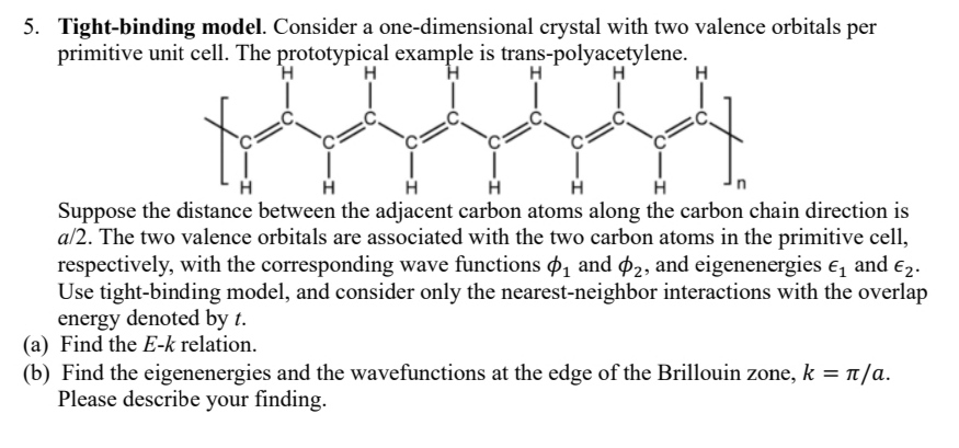 Solved Dont Use ChatGPT. Tight-binding model. Consider a | Chegg.com