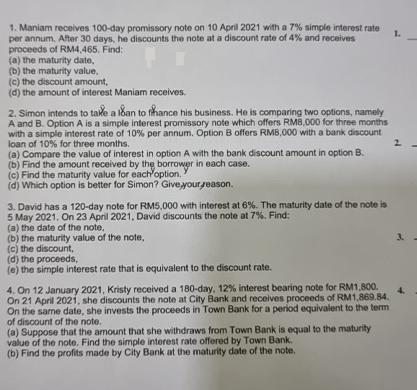 Solved This is Chapter 7 - ﻿Promissory NotesSubject: | Chegg.com
