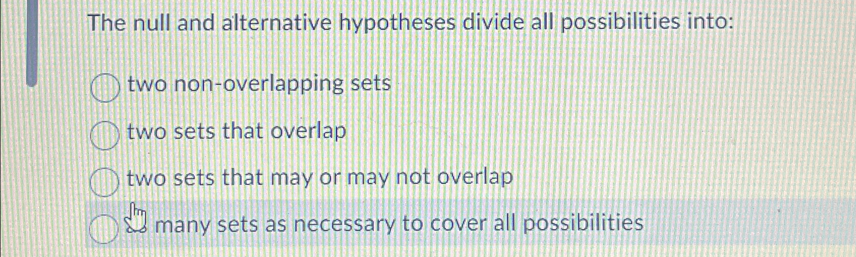 Solved The null and alternative hypotheses divide all | Chegg.com