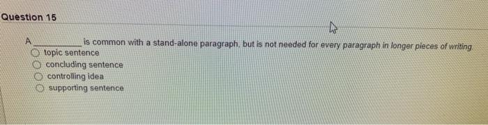 Solved Question 15 A is common with a stand-alone paragraph, | Chegg.com