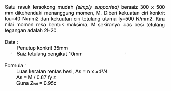 Satu rasuk tersokong mudah (simply supported) | Chegg.com