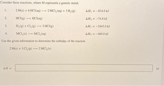 Solved Consider these reactions, where M represents a | Chegg.com