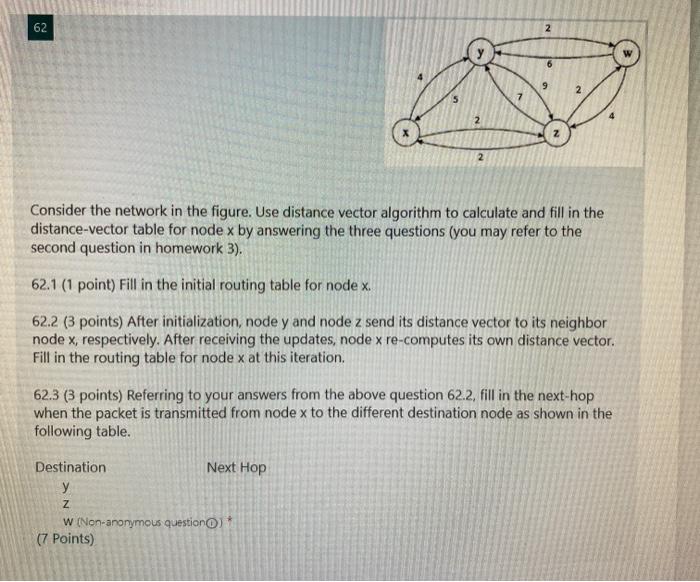 Solved 62 2 Consider the network in the figure. Use distance | Chegg.com