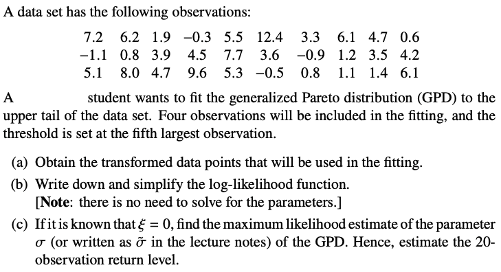 Solved A data set has the following observations: A student | Chegg.com