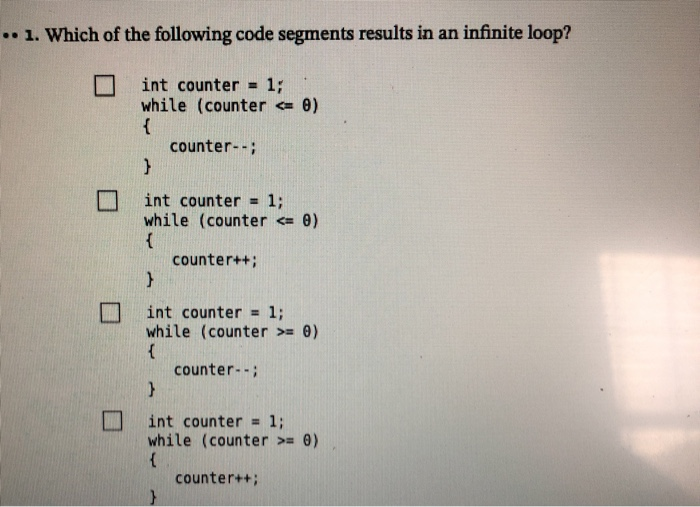 Solved . 1. Which of the following code segments results in | Chegg.com