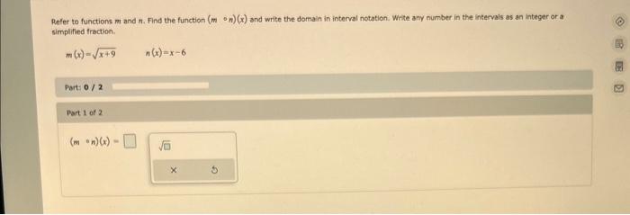 Solved Refer to functions m and n. Find the function | Chegg.com