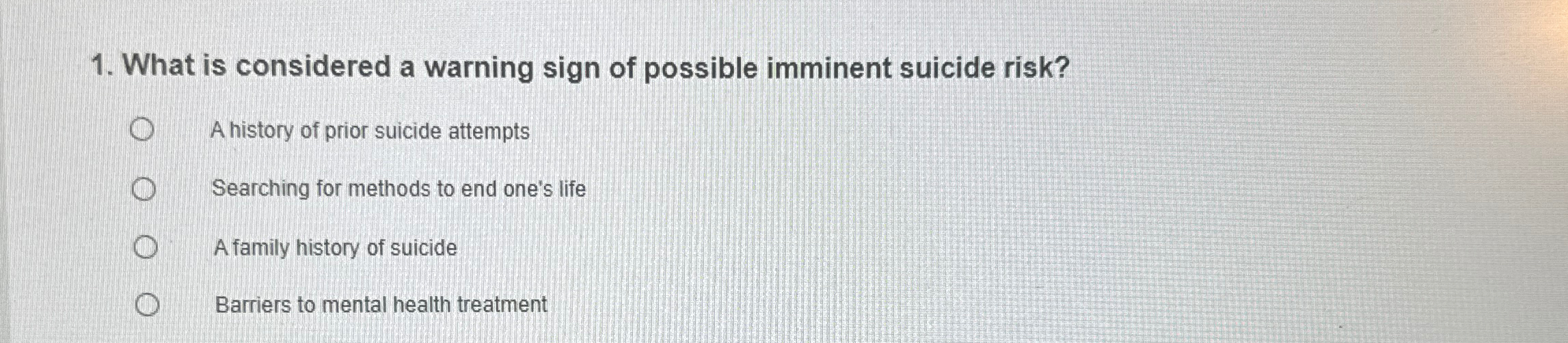 Solved What is considered a warning sign of possible | Chegg.com