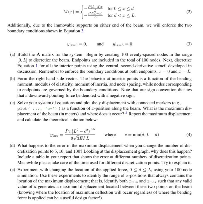 1. Euler-Bernoulli Beam Bending In this problem, we | Chegg.com