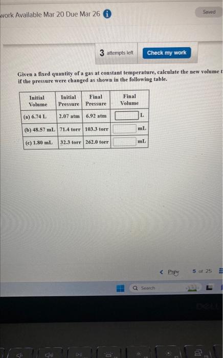 Solved Given a fixed quantity of a gas at constant | Chegg.com