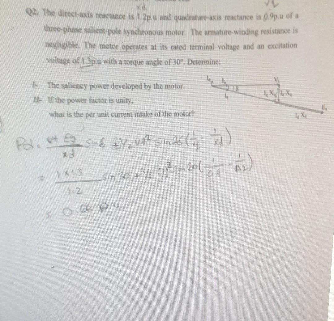 Solved Q2. The direct-axis reactance is 1.2p.u and | Chegg.com