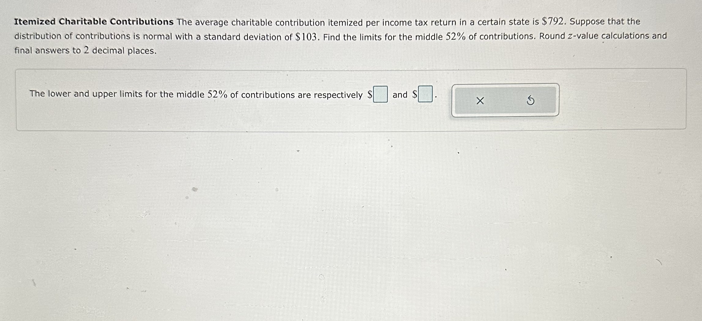 Solved Itemized Charitable Contributions The average | Chegg.com