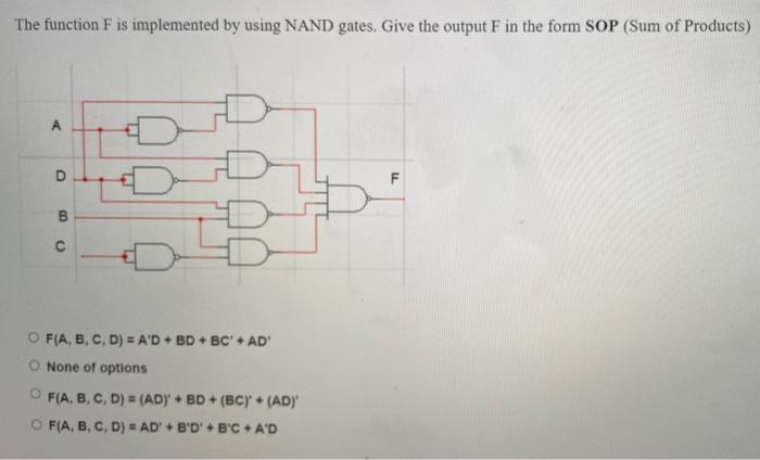 Solved The function F is implemented by using NAND gates. | Chegg.com