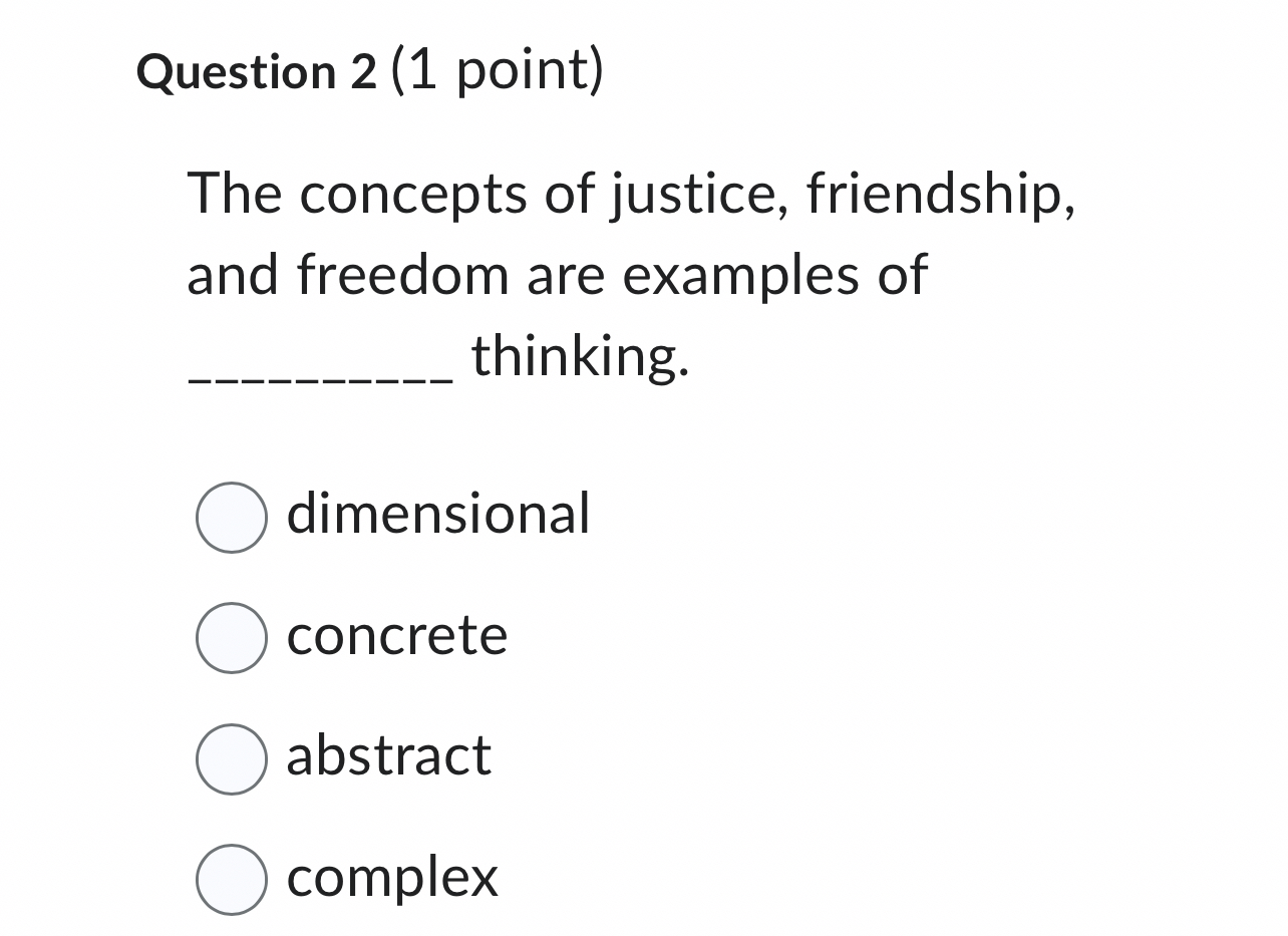 Solved Question 2 (1 ﻿point)The concepts of justice, | Chegg.com