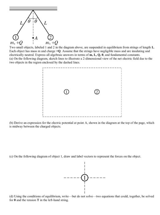 Solved Two small objects, labeled 1 and 2 in the diagram | Chegg.com
