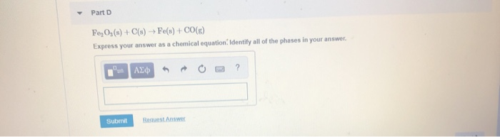 Solved Fe 2 O 3 (s)+C(u) Fe(s)+CO(s) Express your answer as | Chegg.com