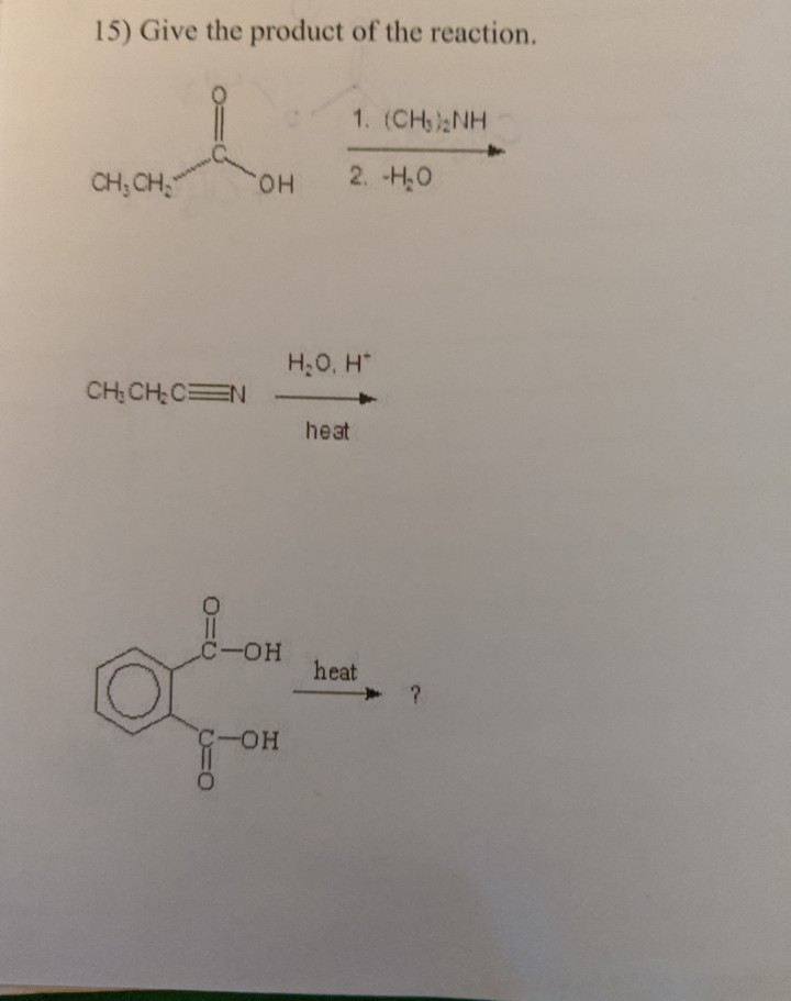 Solved 15) Give the product of the reaction. 1. ICH. W CH₃OH | Chegg.com