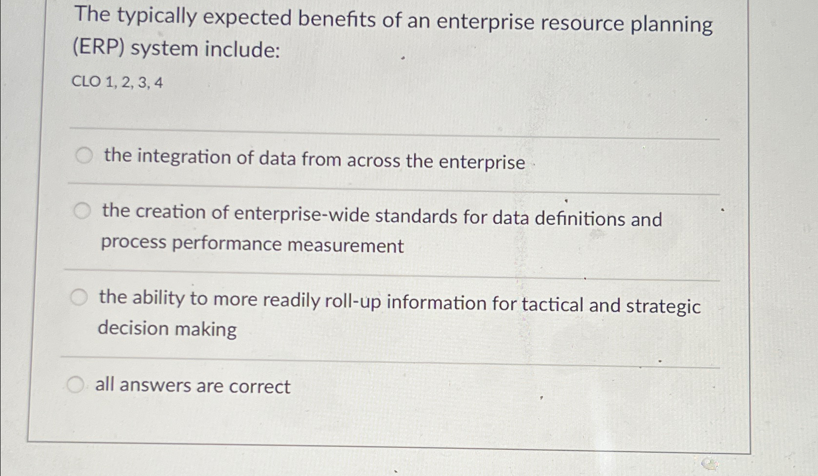 Solved The typically expected benefits of an enterprise | Chegg.com