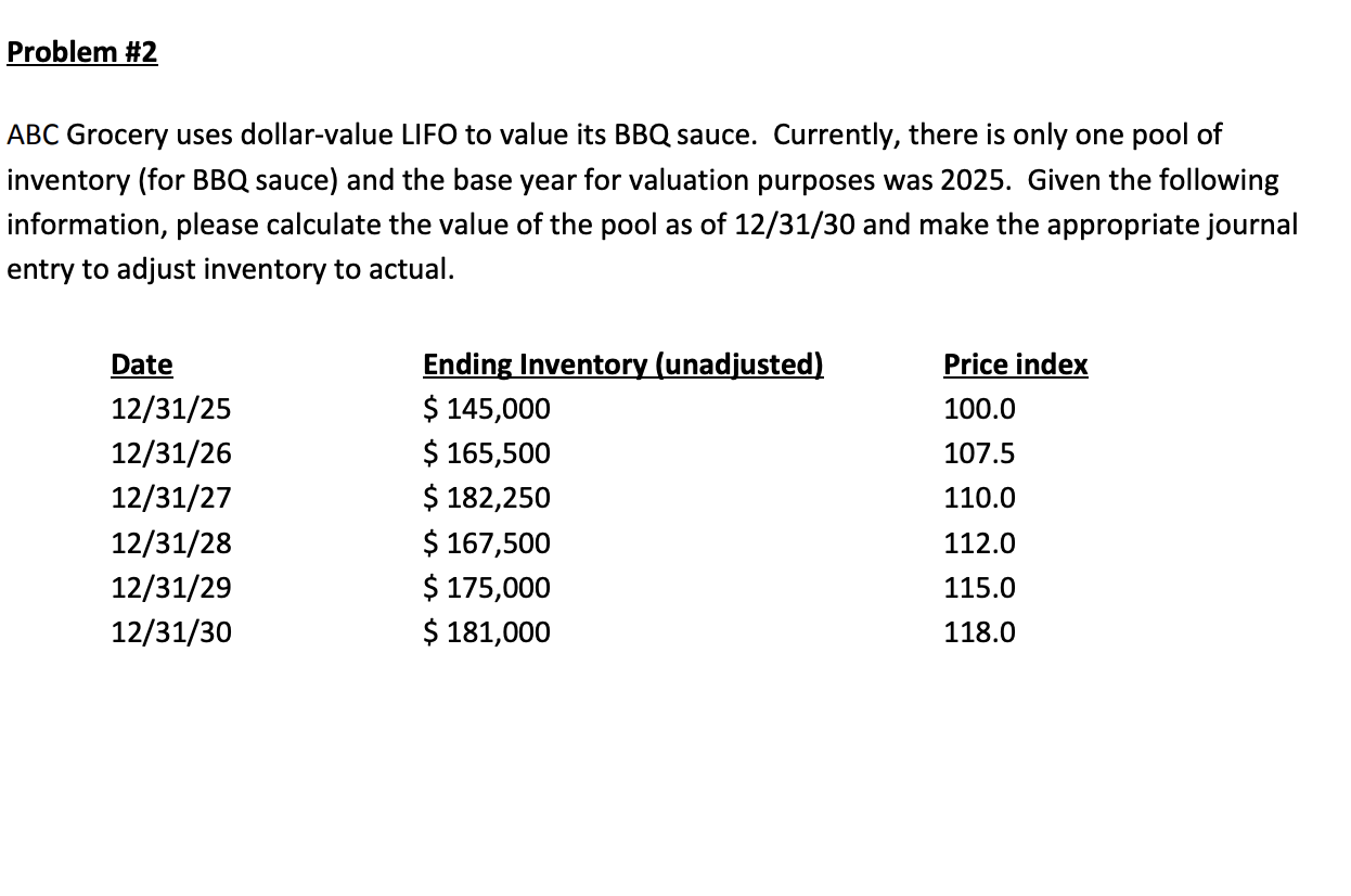 Solved ABC Grocery uses dollar-value LIFO to value its BBQ | Chegg.com