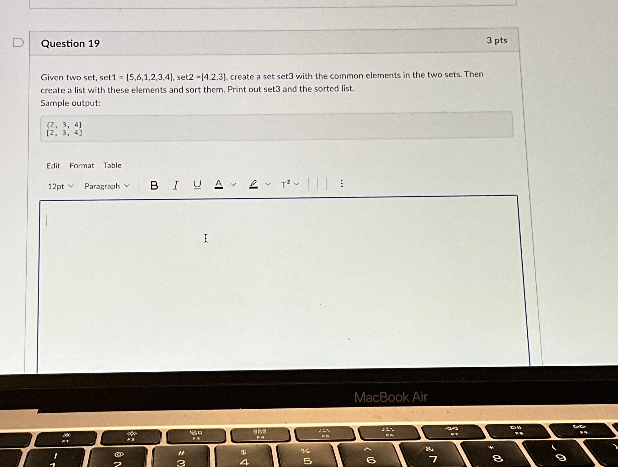 Solved Question 193 ﻿ptsGiven two set, set 1={5,6,1,2,3,4}, | Chegg.com