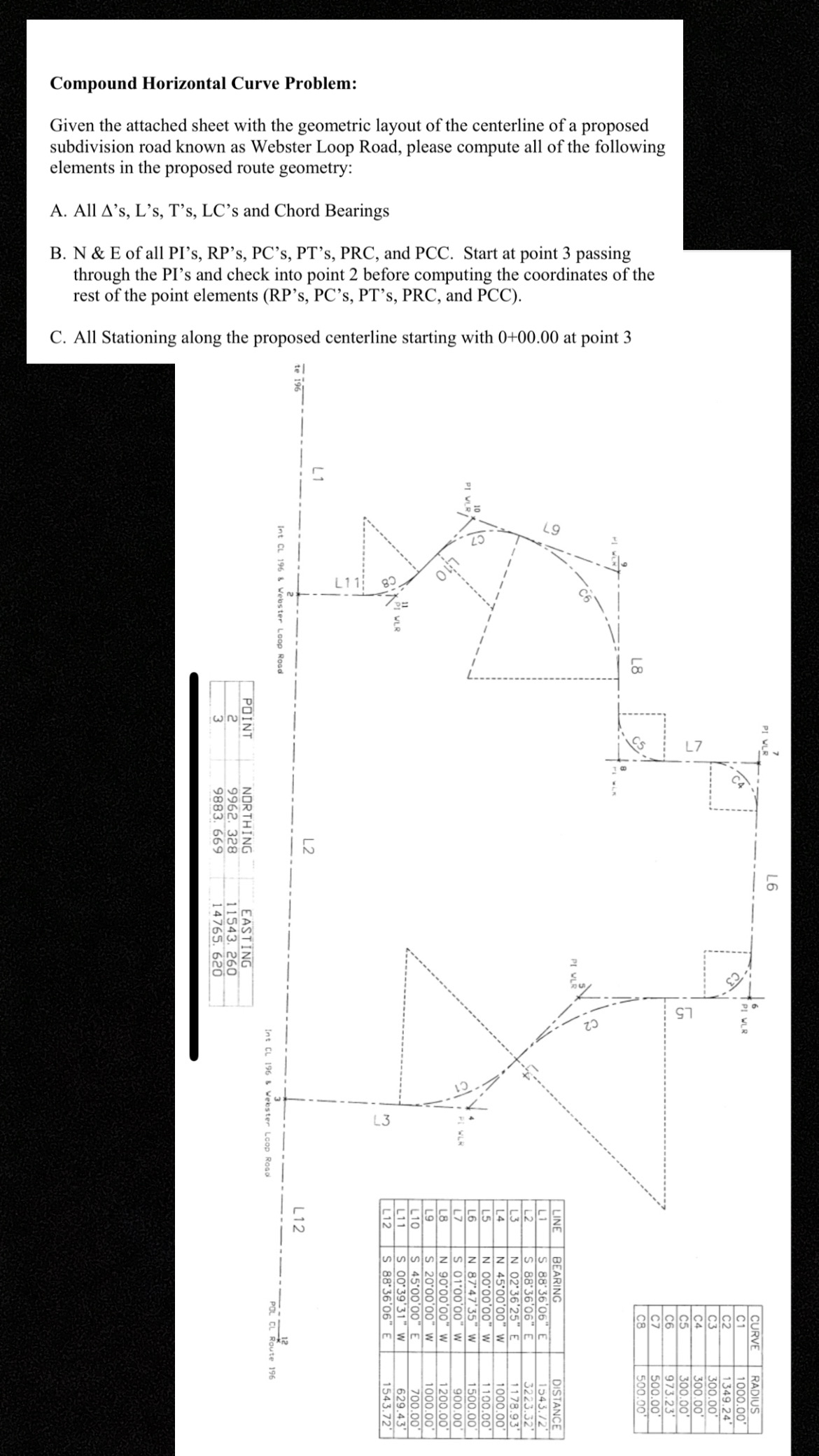 Solved Compound Horizontal Curve Problem:Given the attached | Chegg.com
